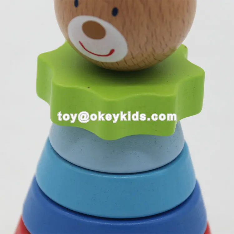 Montessori Wooden Rainbow Wooden Ring Stacker Toy for Infants and ...