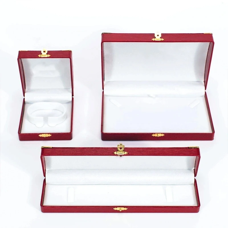Customized Logo Luxury Retro Red Plastic Clasp Hinge Jewelry Gift Box ...