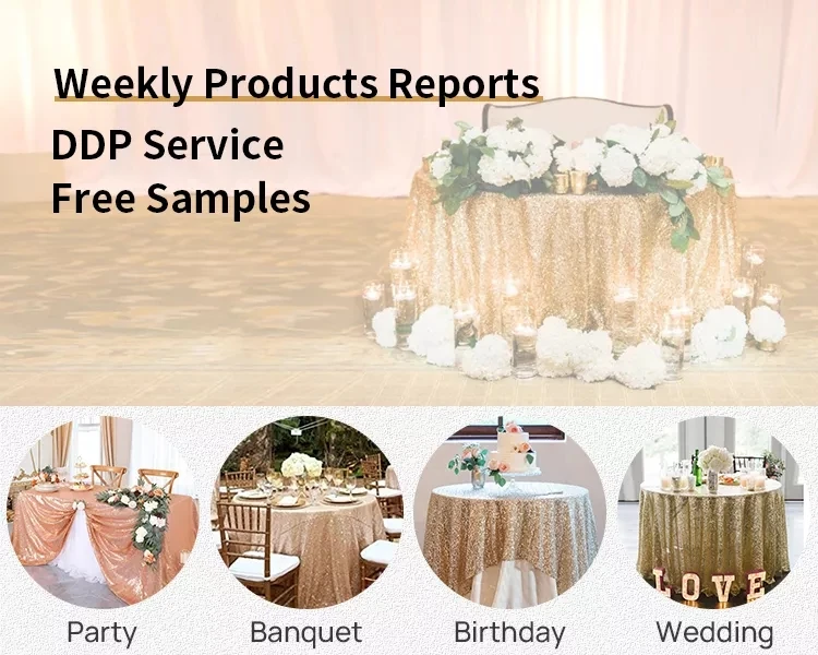 Luxury Wedding Rectangle Overlay Sequin Silver Decor Table Cloth For ...