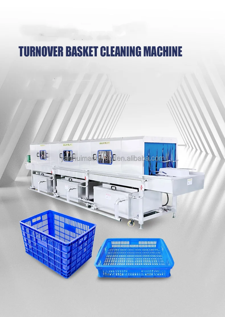 Industrial Plastic Crate Cleaning Washing Machine Tunnel Poultry Crate ...