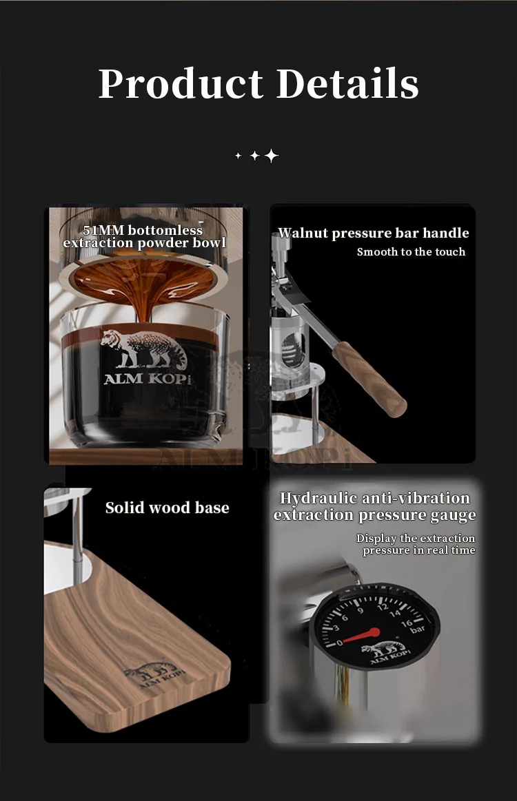Alm Kopi 51mm Manual Stainless Steel Portable Espresso Machine ...