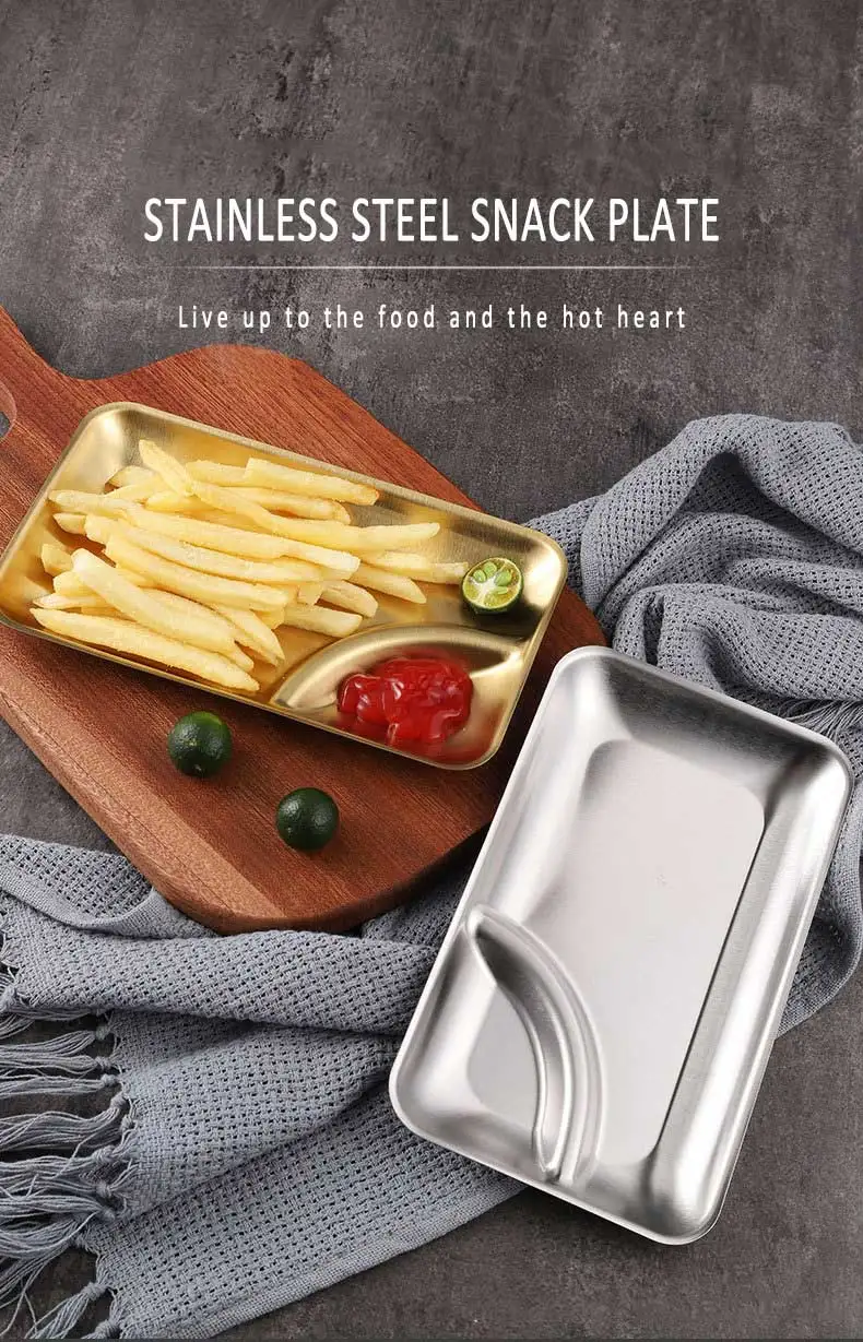 High Quality Tableware Stainless Steel Dinner Dish Divided Grid Snack ...