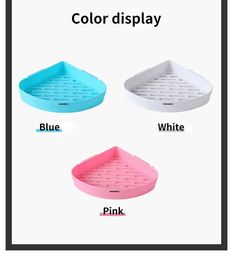 Wall-mounted White Plastic Shower Caddy NO Drilling Removable Corner ...