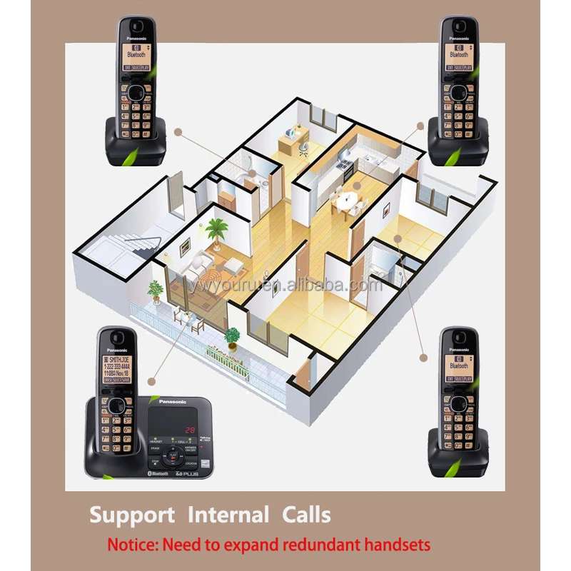 Large Button Digital Cordless Phone With Intercom Answer Machine Fixed ...