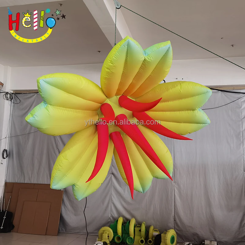 Yellow Inflatable Hanging Flower Inflatable Lily Flower With Led ...