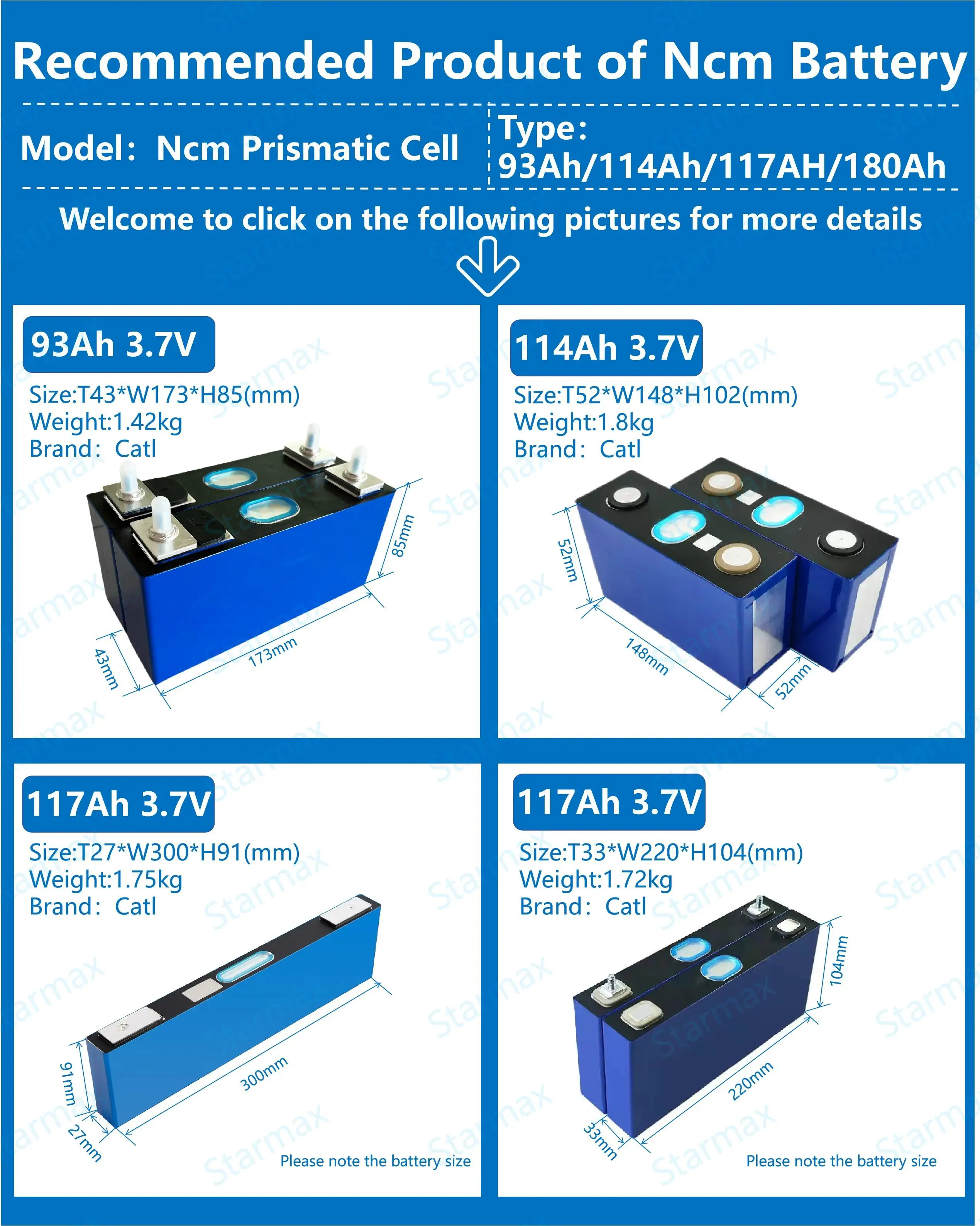 Starmax Catl Ev E Calb 3.7v 50ah 58ah 66.2ah 93ah 114ah 117ah 133ah ...
