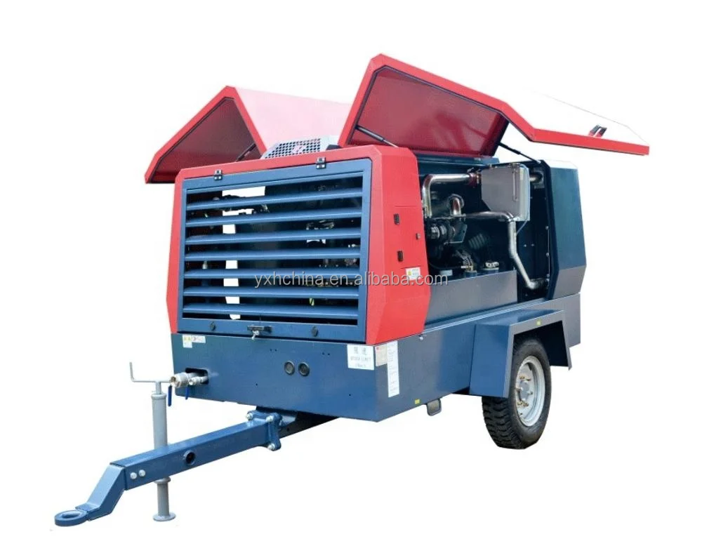 Industrial Diesel Driven Portable Mobile Moving Air Screw Compressor ...