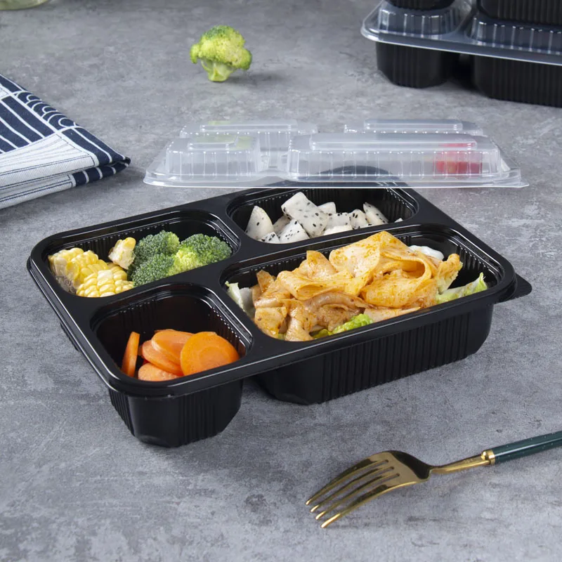 4 Compartment Disposable Microwavable Food Container With Dome Lid ...