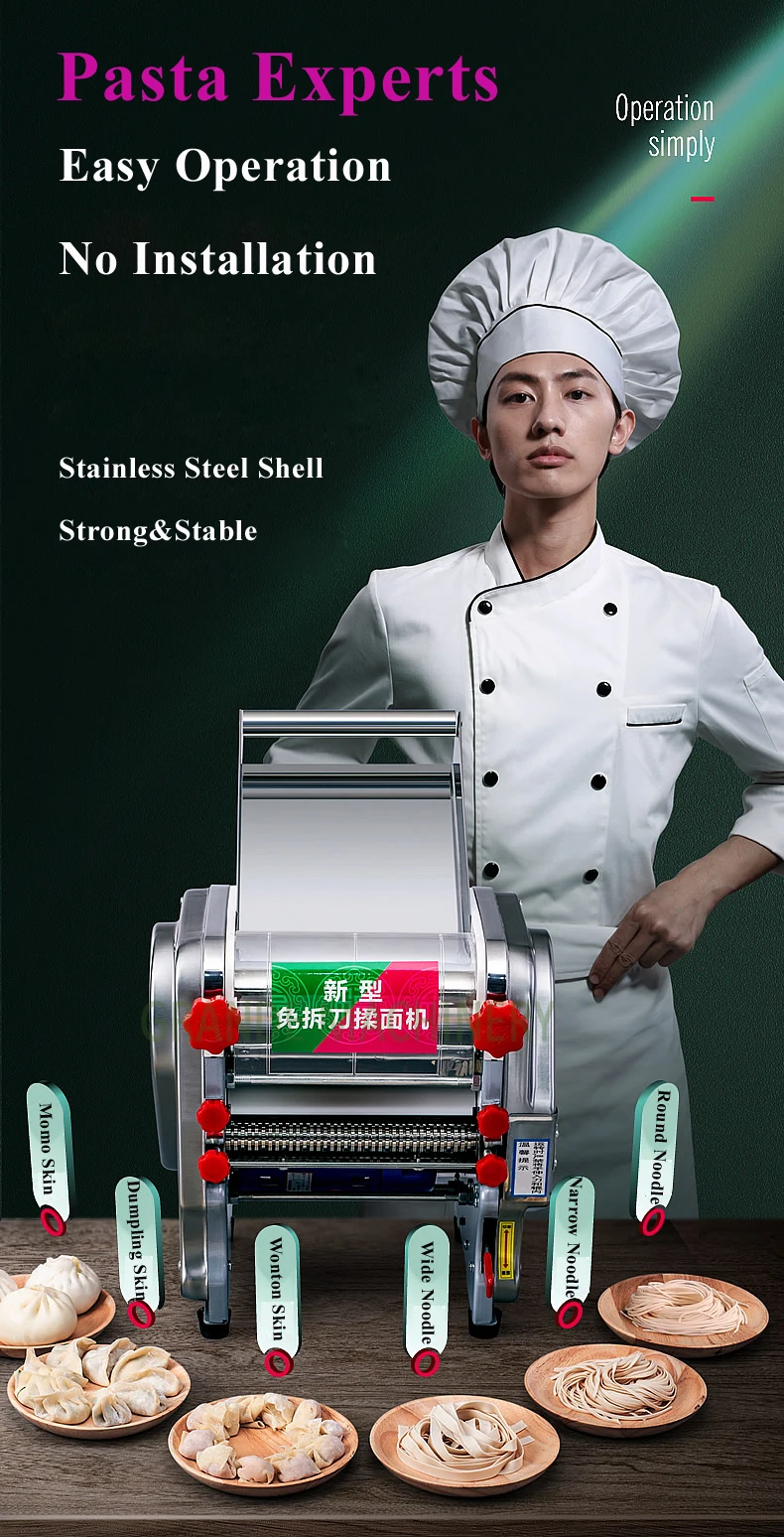 Stainless Steel Automatic Ramen Noodle Machine & Electric Pasta Roller ...