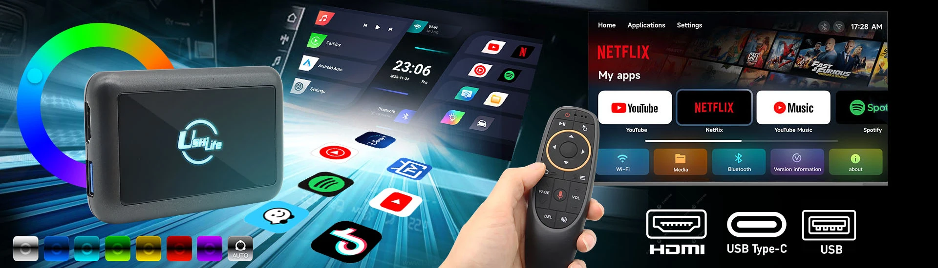 New Upgrade 2+16G HDMI Function Wireless CarPlay TV Smartbox Android 10 ...