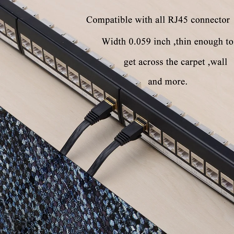 RJ45 32AWG 600MHz Cat7 Flat Patch Cord for Gaming 50ft LAN Network ...
