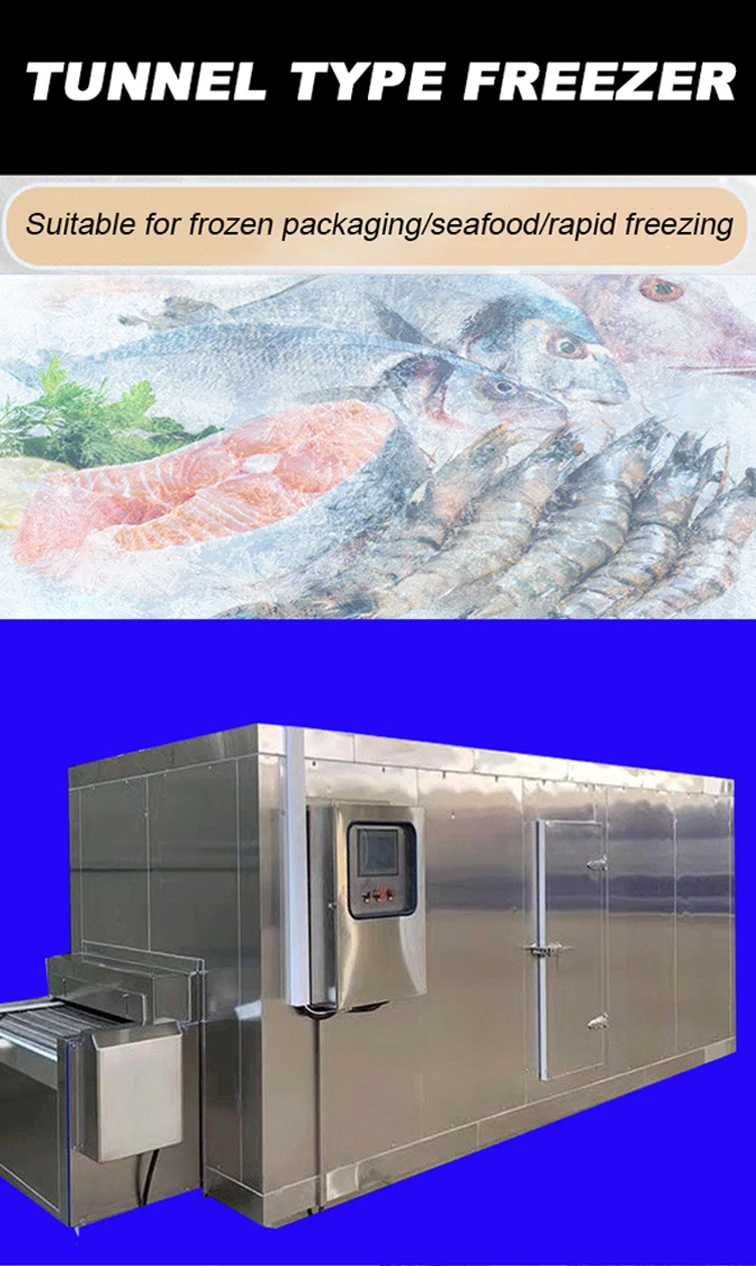 220kw Commercial Industrial Tunnel Quick Freezer Fish Shrimp Meat ...