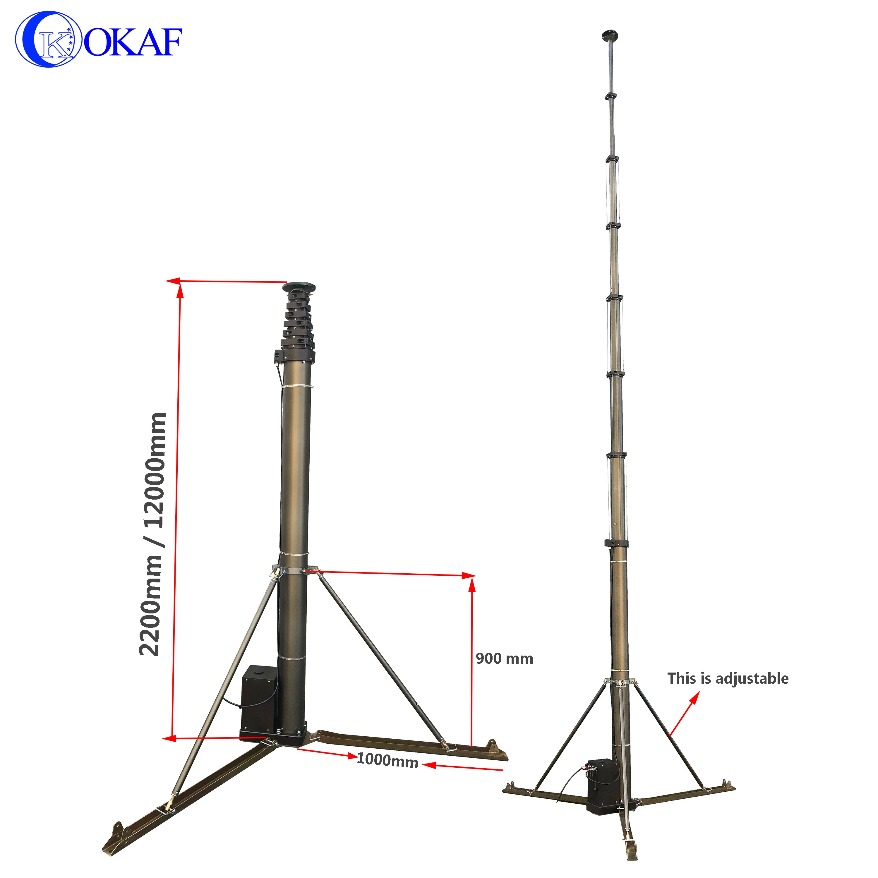 3M to 20M Electric Motor Telescopic Mast - Secure & Versatile
