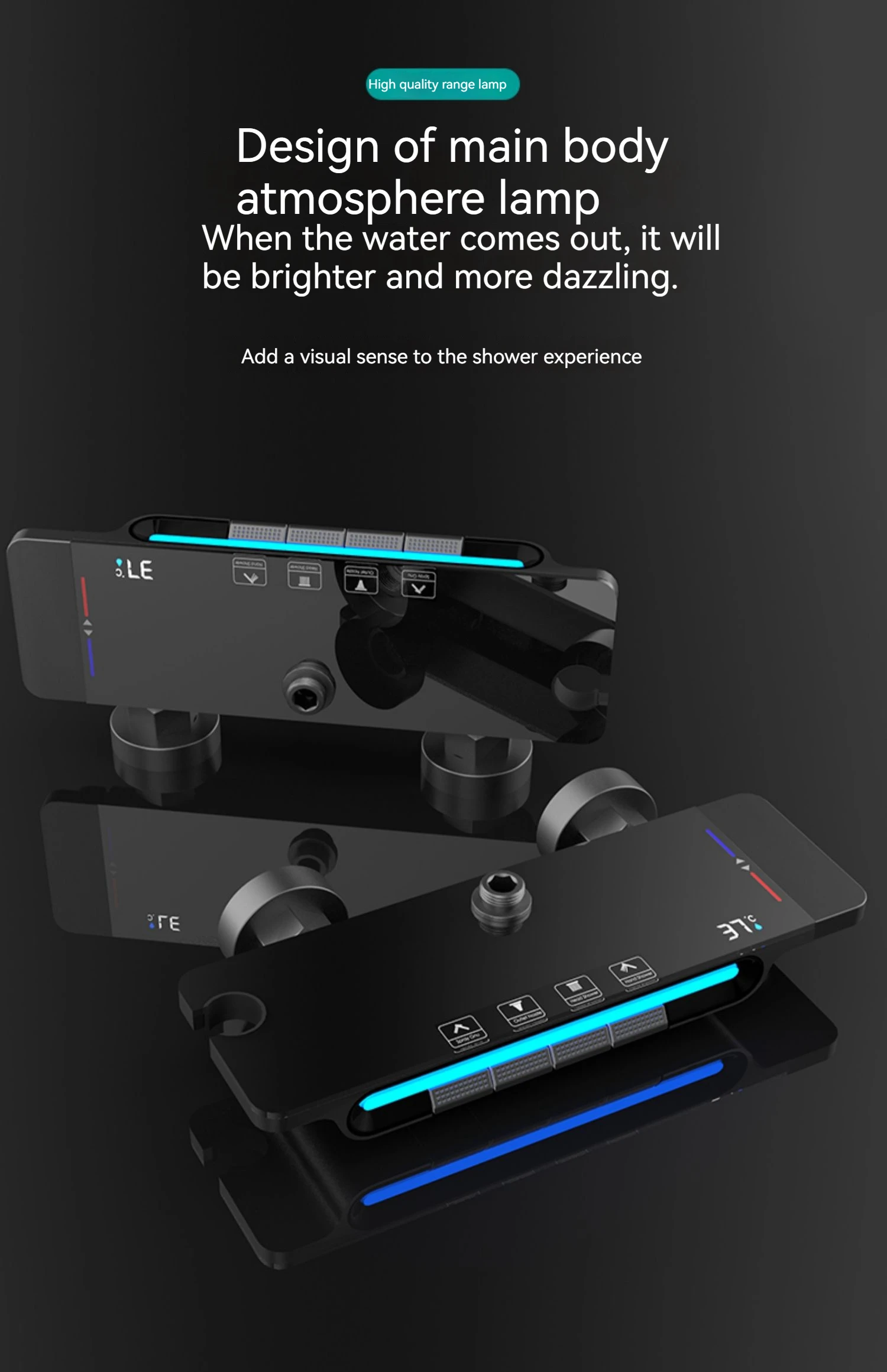 Adjustable Square Thermostatic Bathroom LED Digital System