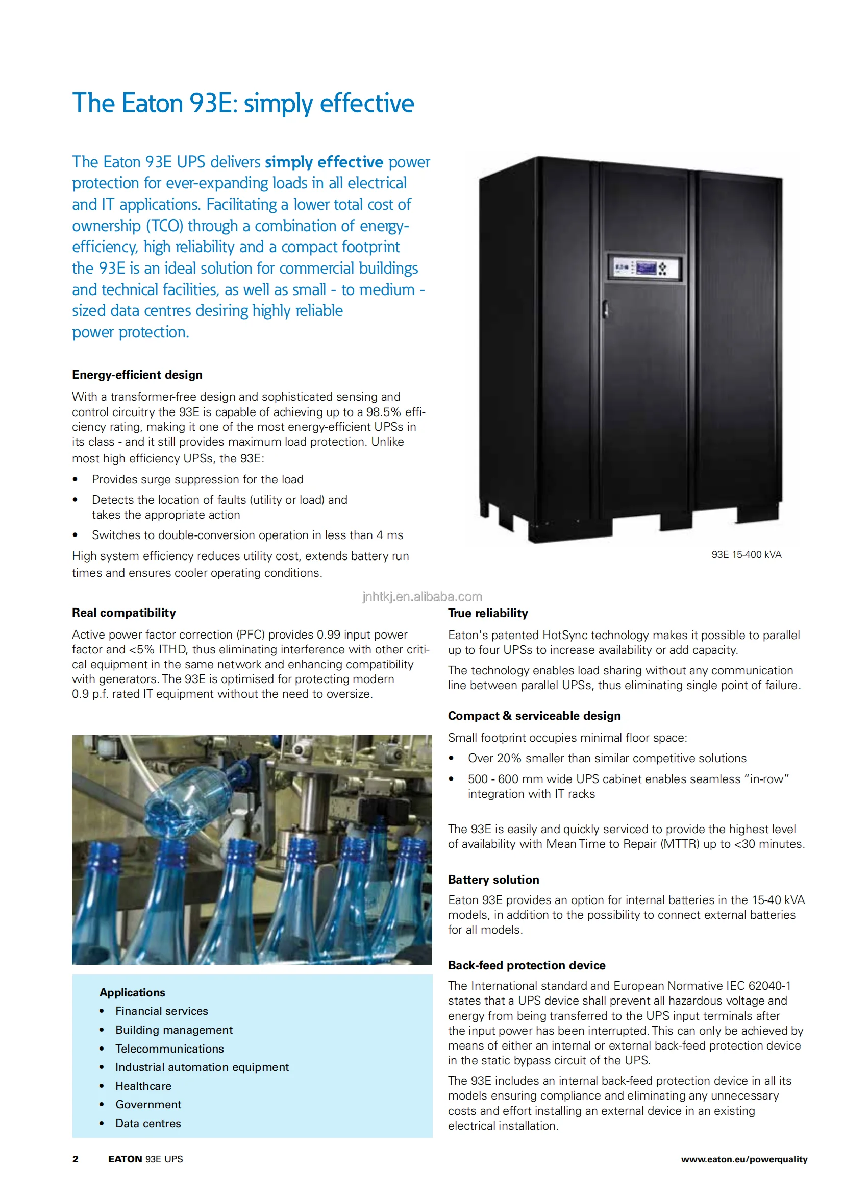 Eaton UPS 93E 400KVA - Reliable Double Conversion System