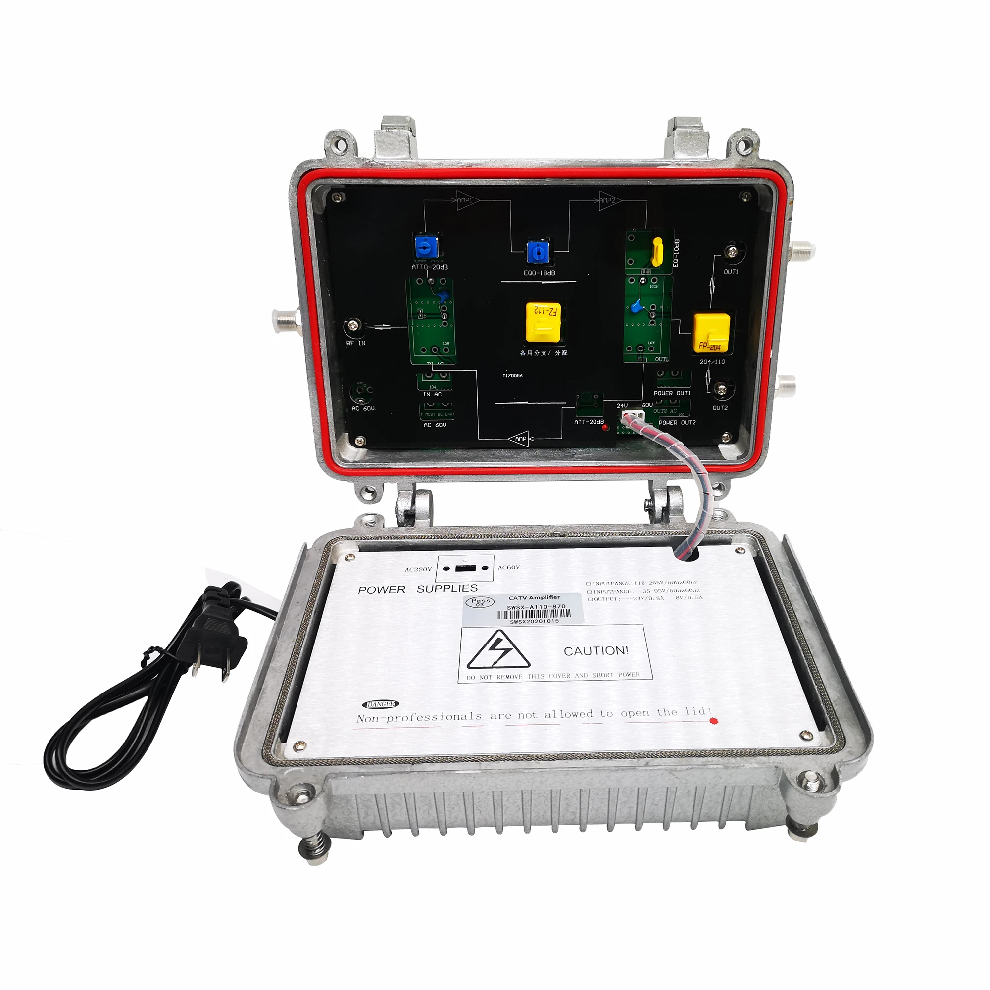 Outdoor 2 Way Rf 38db High Gain Output Bidirectional Cable Tv Catv ...