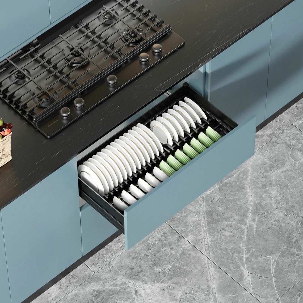 Pull Out Cabinet Organizer Dish And Bowl Slide Out Drawer Kitchen ...