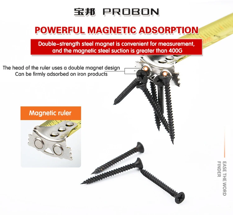 Probon Professional Rubber Coated Steel Measuring Tape 3m & 5m - Metric ...