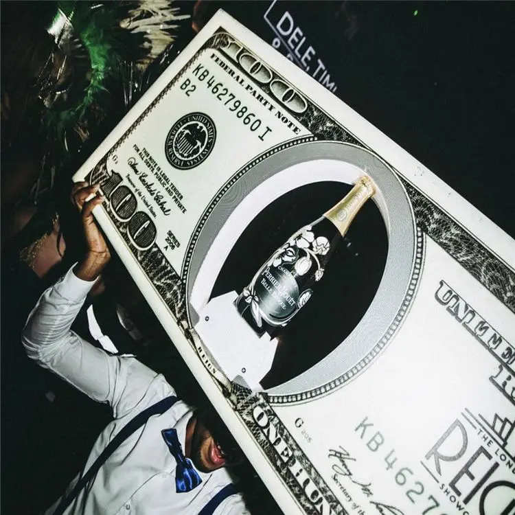 Us 100 Dollar Bill Champagne Glorifier Display Vip Benjamin Bottle ...