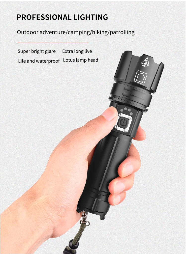 1500 Meters Long Throw LED Flashlight - Rechargeable & Durable