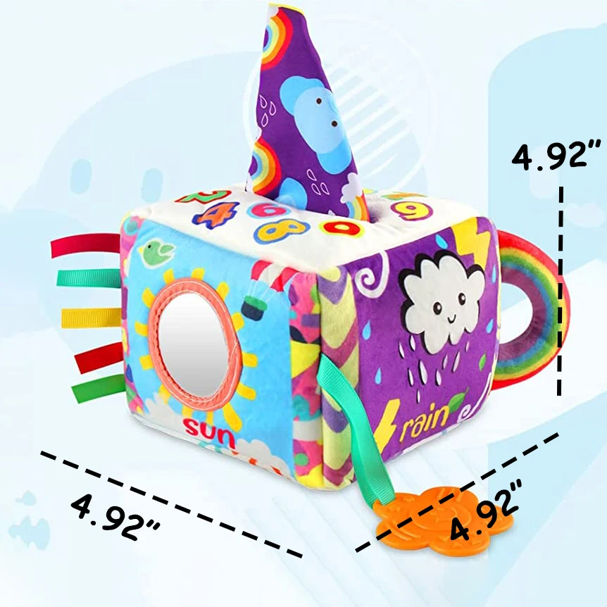 Custom Baby Montessori Sensory Magic Tissue Box Toy Cube