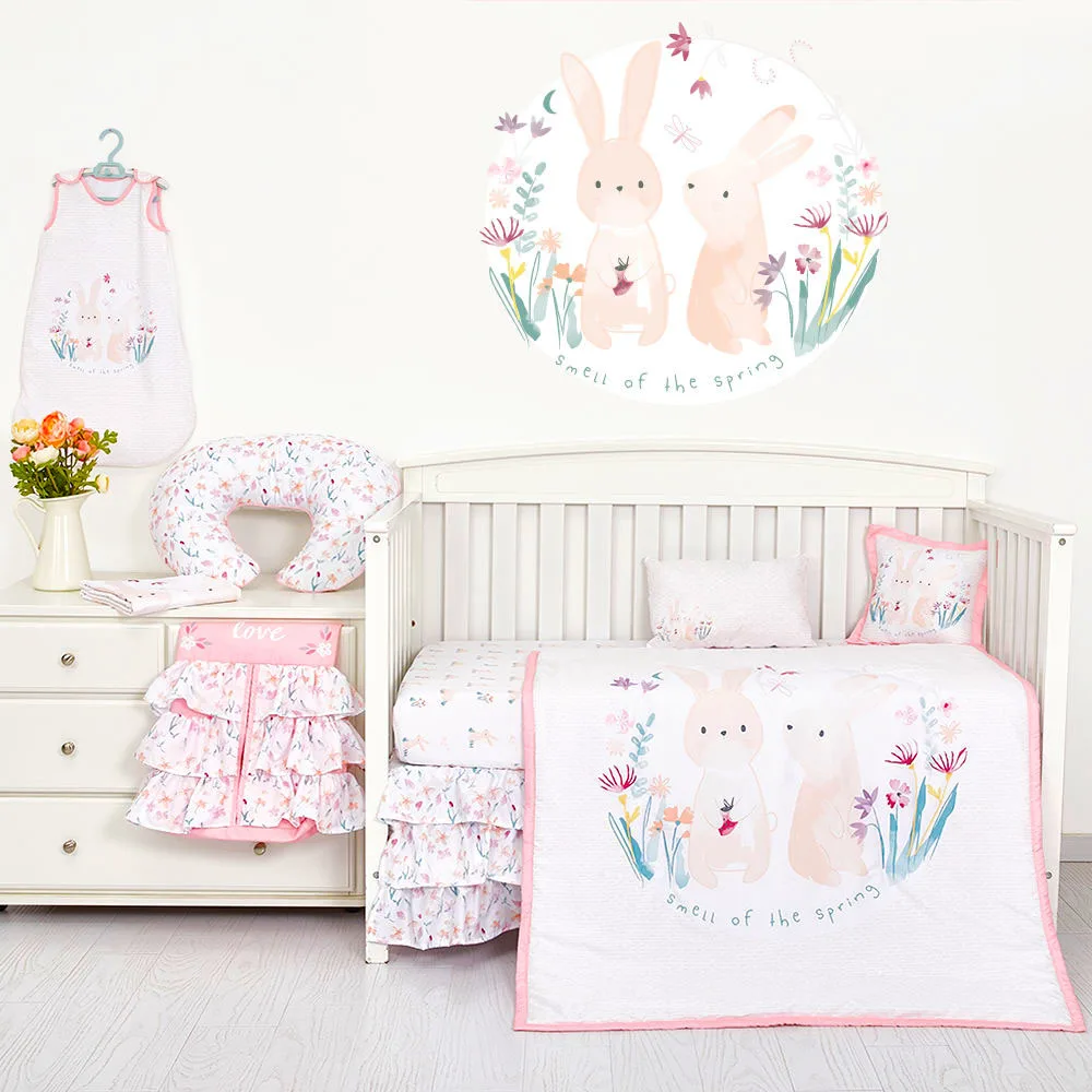 Cartoon rabbit theme luxury infant bedding cot set new born baby girl ...