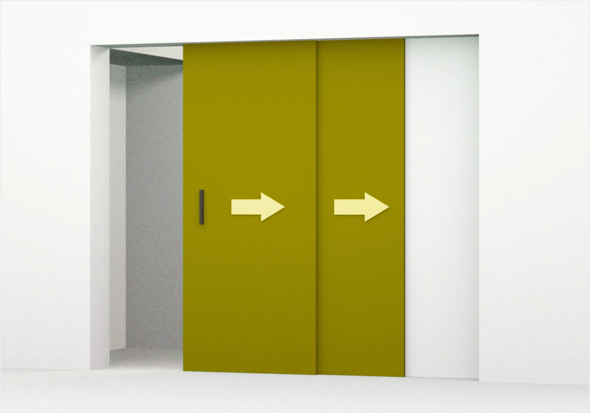 Mute Linkage Synchronized Sliding Door System for Two Doors