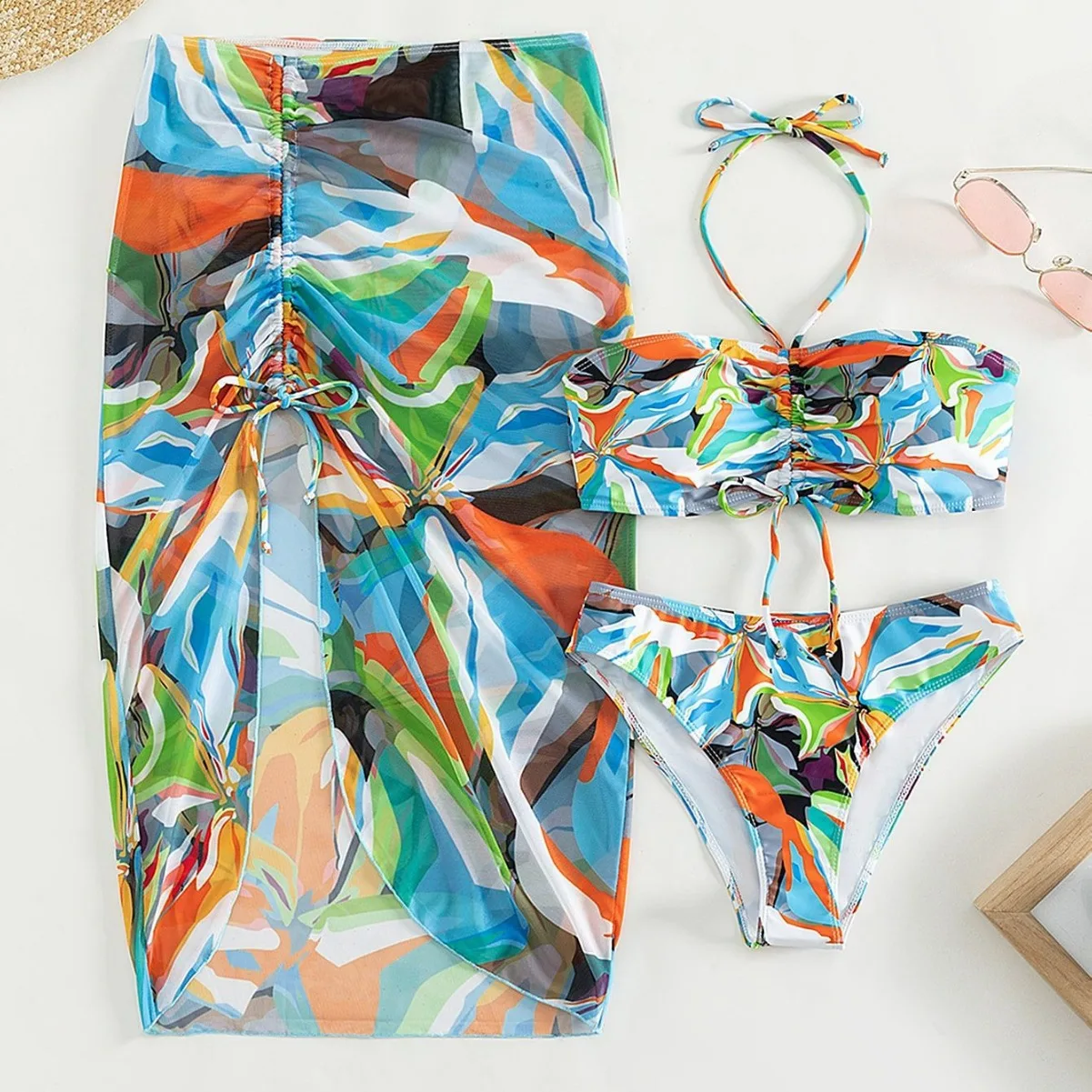 Factory Wholesale Bathing Suits Summer Print Swimsuits Sets Female Push ...