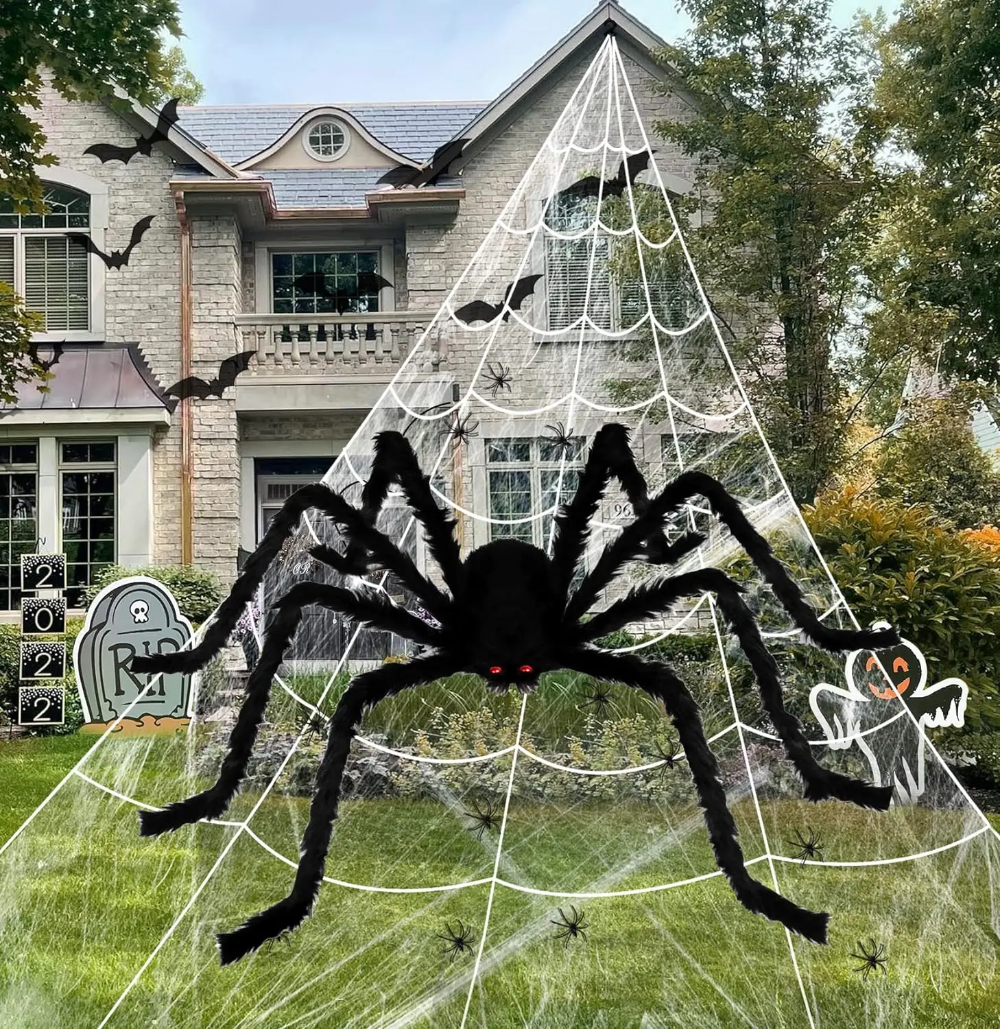 Outdoor Decorations Scary Spiders 200 Inches Spider Webs Halloween ...