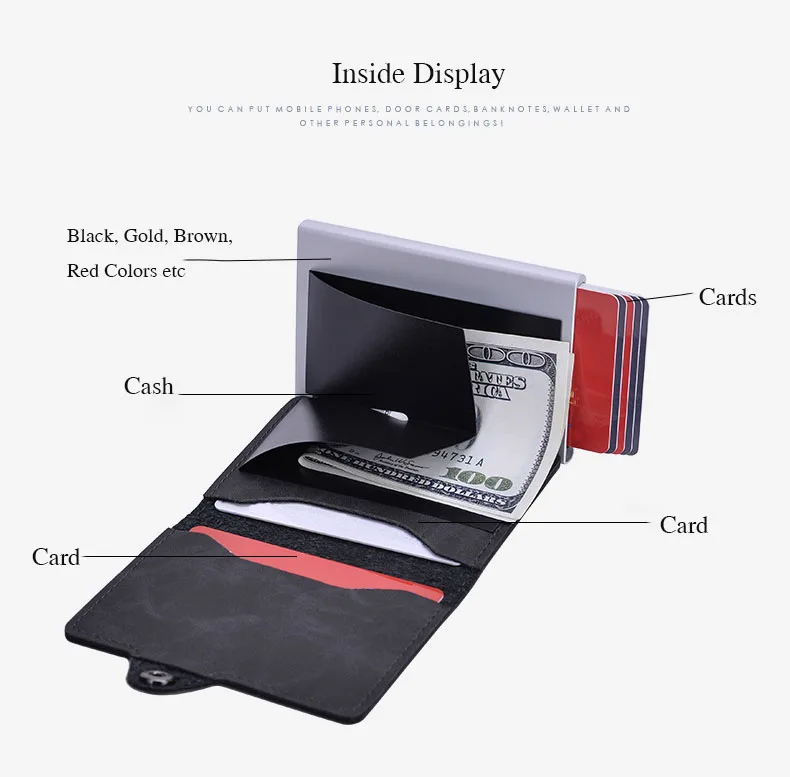 Rfid Vintage Aluminium Box Crazy Horse Card Wallet Credit Card Holder ...