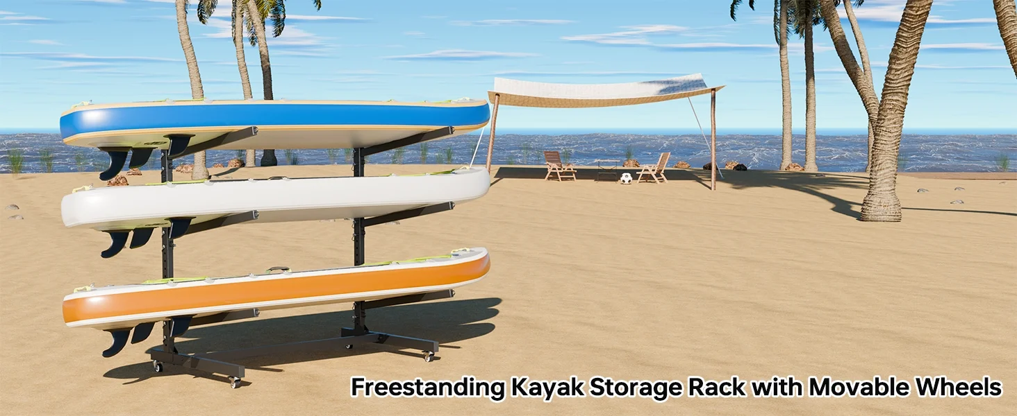 Kayak Shelf With Wheels Kayak Storage Floor Standing Metal Display Rack ...