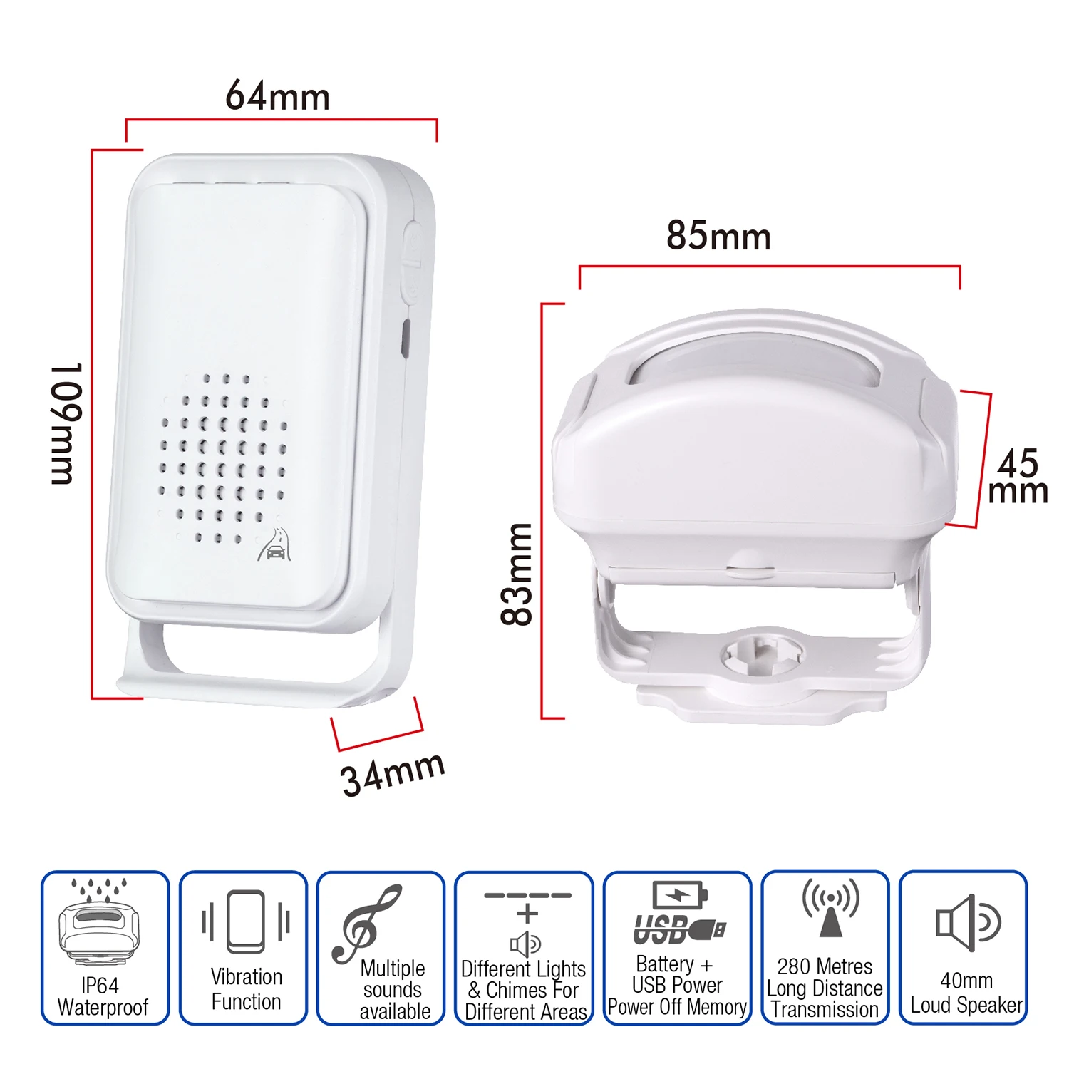 920FT Dual Detection PIR Motion Sensor - Wireless Doorbell Chimes for ...