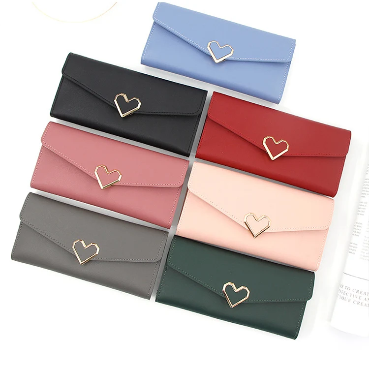 Long Design Student Wallets - Solid Color, Multi-functional