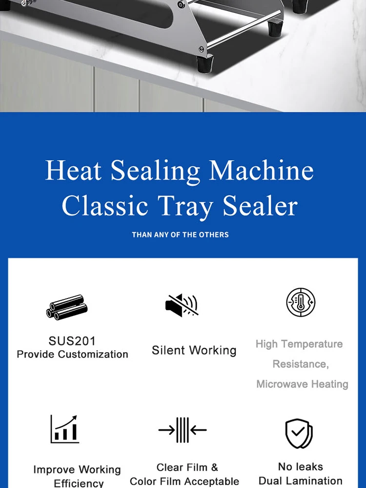 Classic 1 Out 2 Plastic Container Tray Sealer for Food Packaging