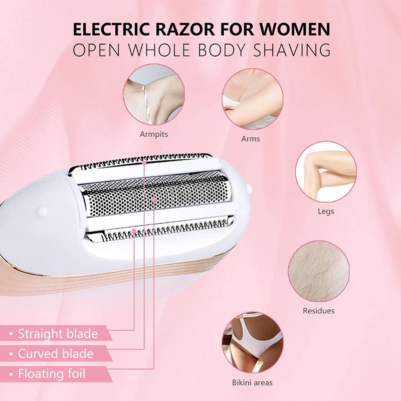 Female Rechargeable Portable Face Legs Underarm Bikini Hair Trimmer ...
