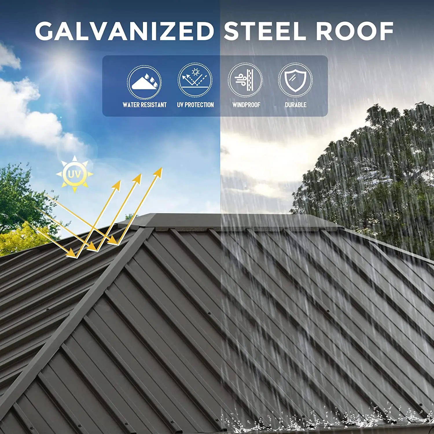 ABCCANOPY 6x8 Grill Hardtop Gazebo Outdoor Permanent Barbecue Gazebo ...