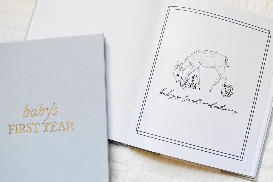 Custom Linen Cover Newborn Album - Memory Book Milestone