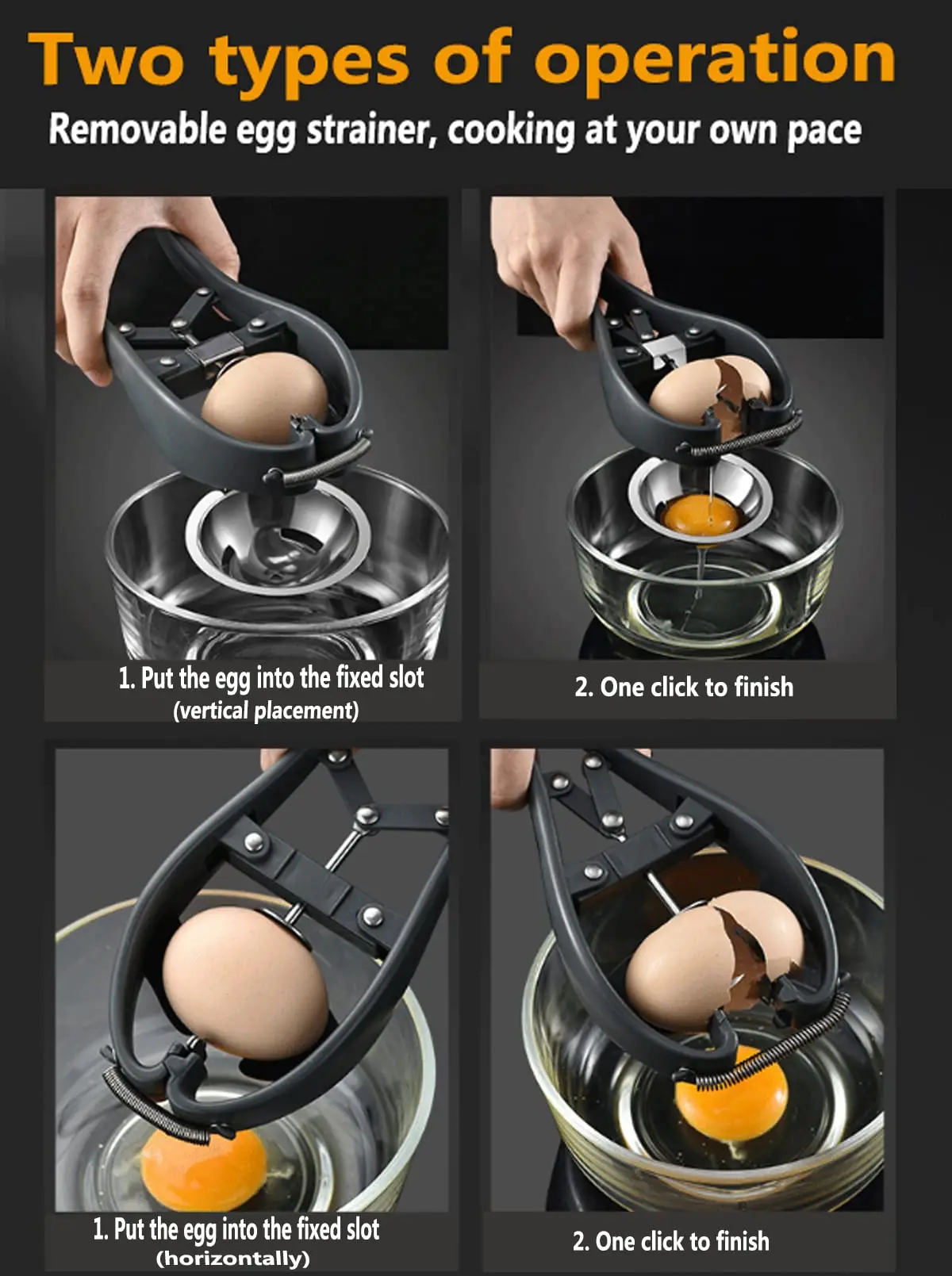 Multifunctional 2 In 1 Egg Separator Automatic Egg Cracker Stainless ...