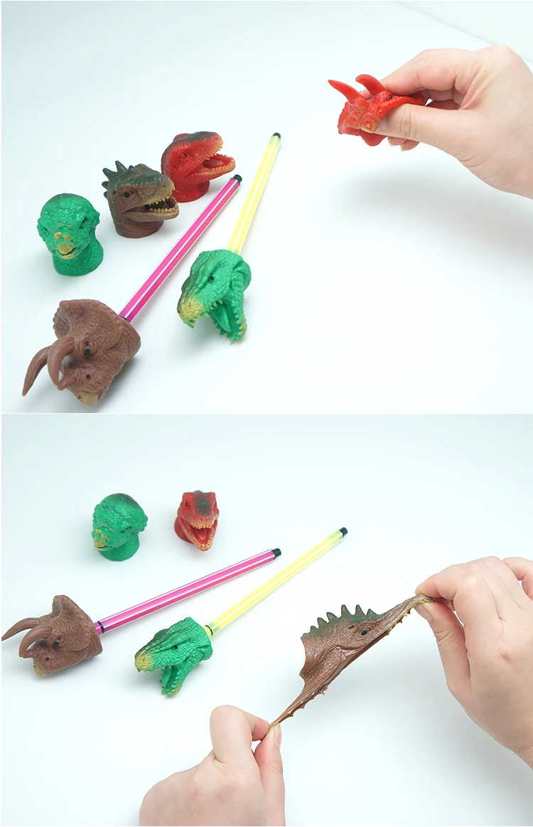 Promotional Fidget Dinosaur Pencil Topper Soft Rubber Silicone Animal ...