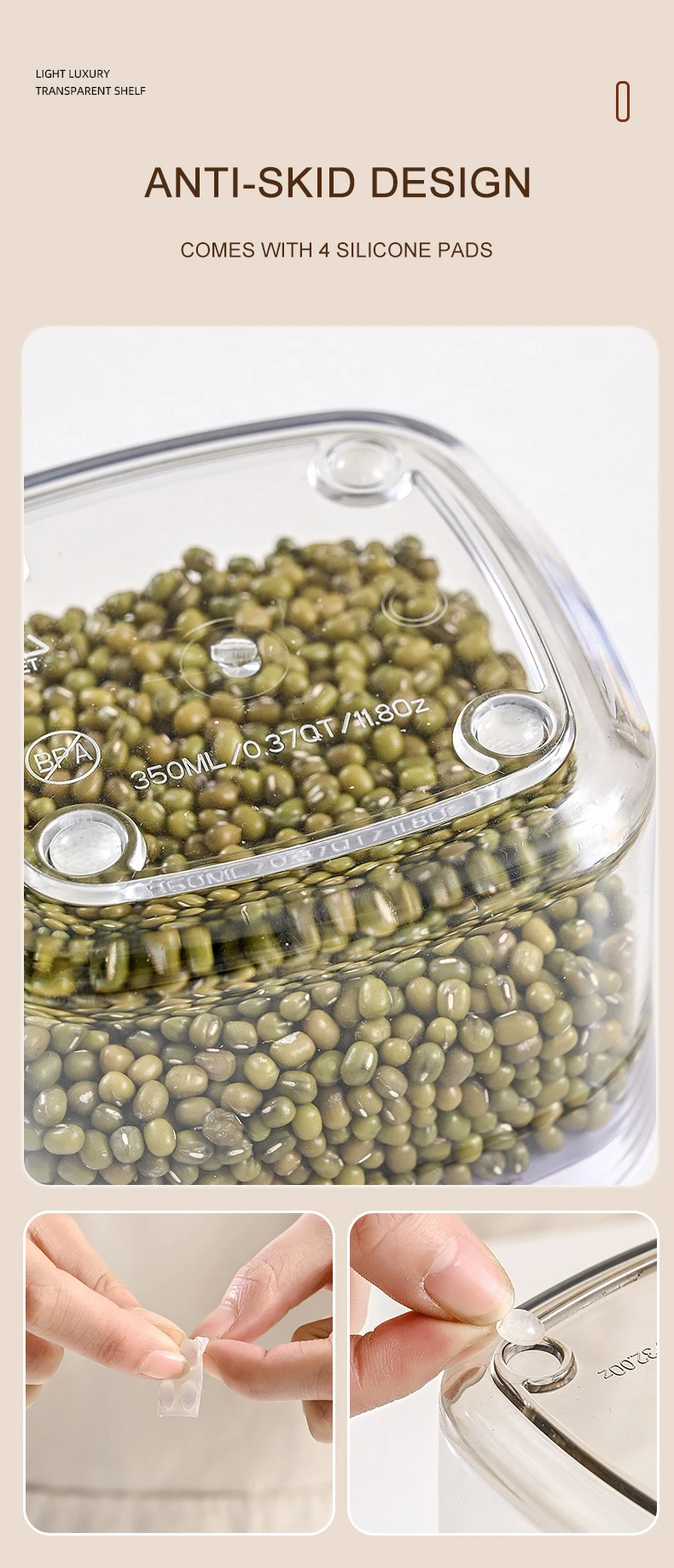 6-Piece Pack Push Button Pop up Container Box With Lids Grain Cereal ...