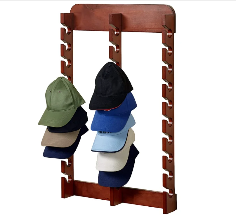 Wooden Ball Cap Display Wall Rack Triple 30 Slots Baseball Hat Display ...