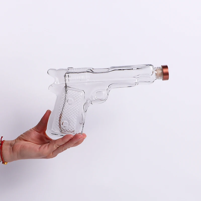 Thompson 800ml Gun Shaped Glass Bottles for Whiskey Voka Rum Wine Bottle