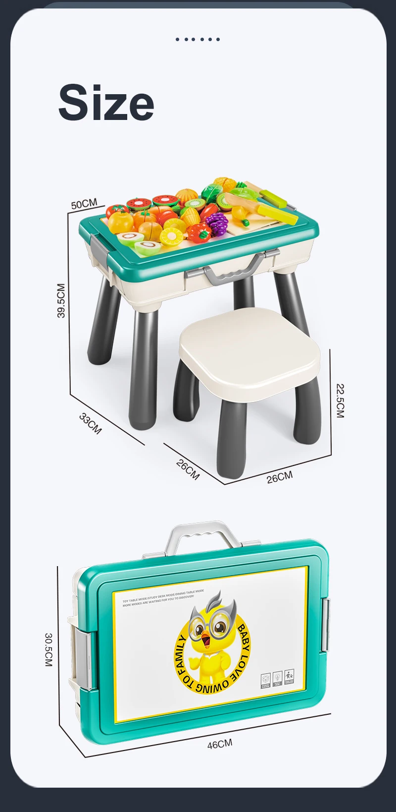 Kids Play Table With Play Foods Cutting Vegetable & Fruit Toys Pretend ...