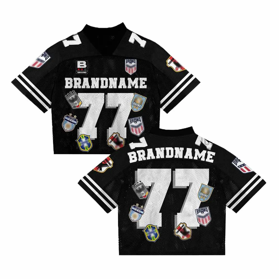 Custom Mesh Boxy Jersey Oversized Cropped Graphic T-shirt American ...