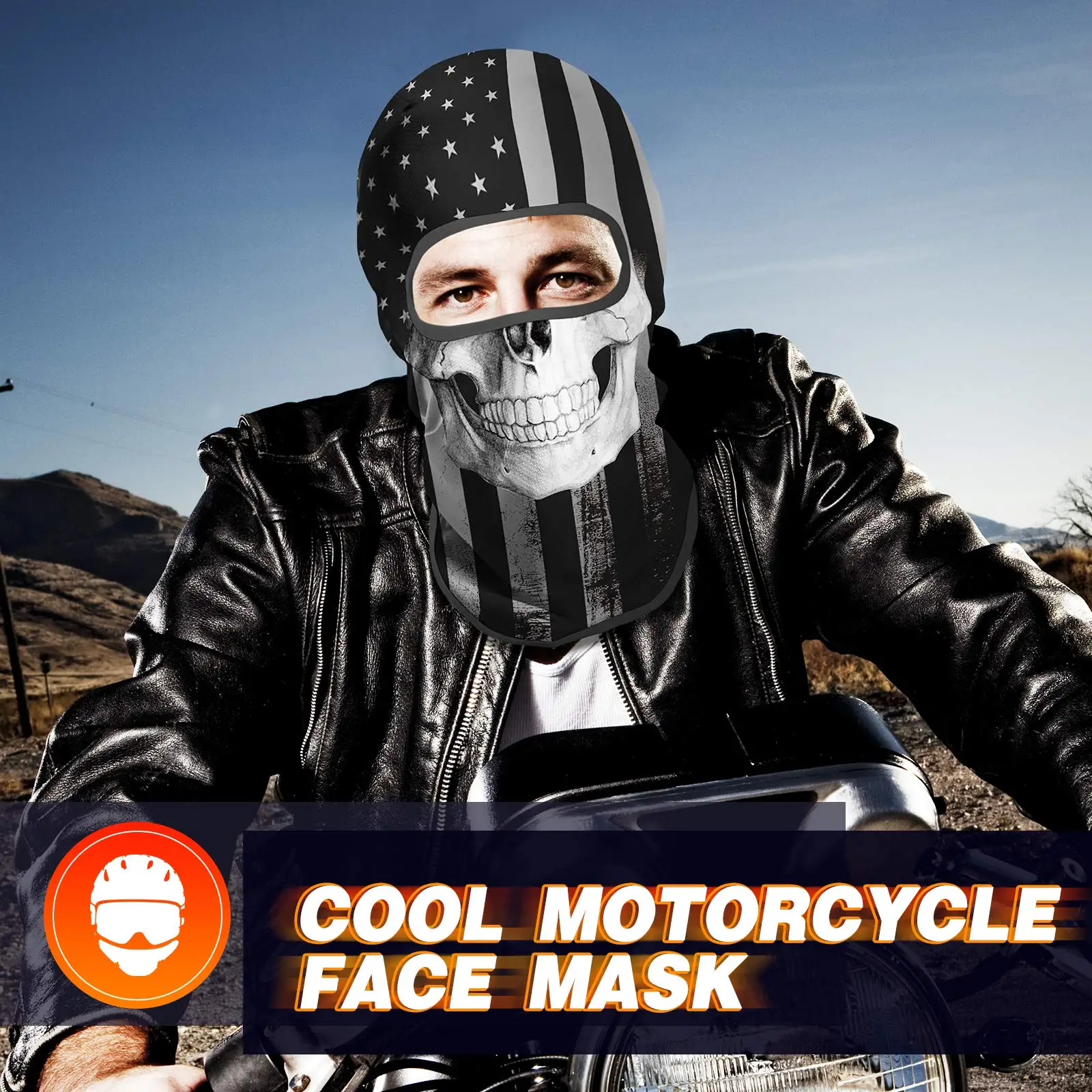 JX Custom Full Face Mask Black Ghosts Print Balaclava With Skull ...