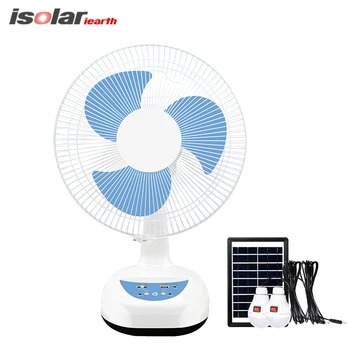 Solar Table Fan 12 Inch Rechargeable Electric Fan with Light