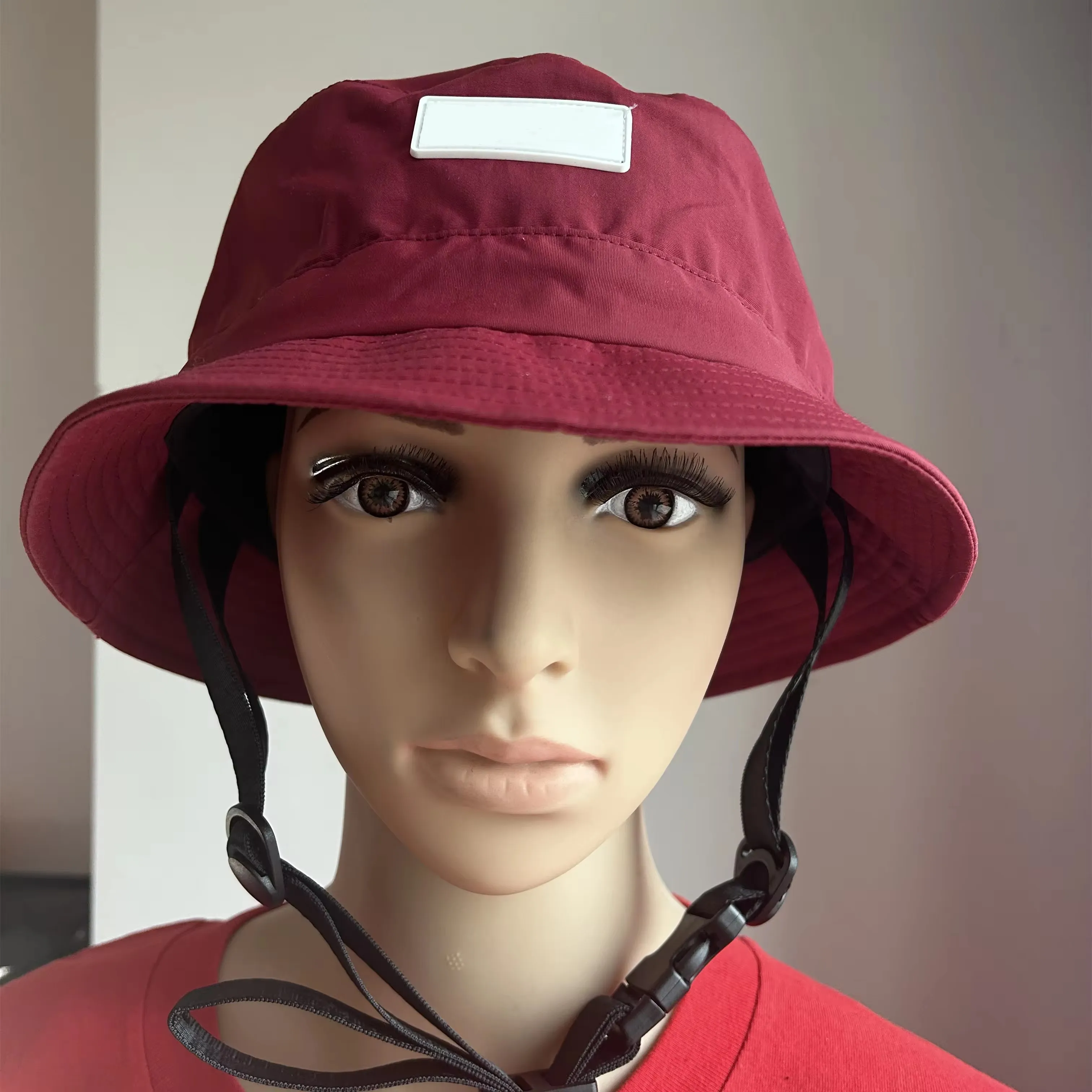 High Quality Custom Rubber Label Waterproof Adult Bucket Hat With Chin ...