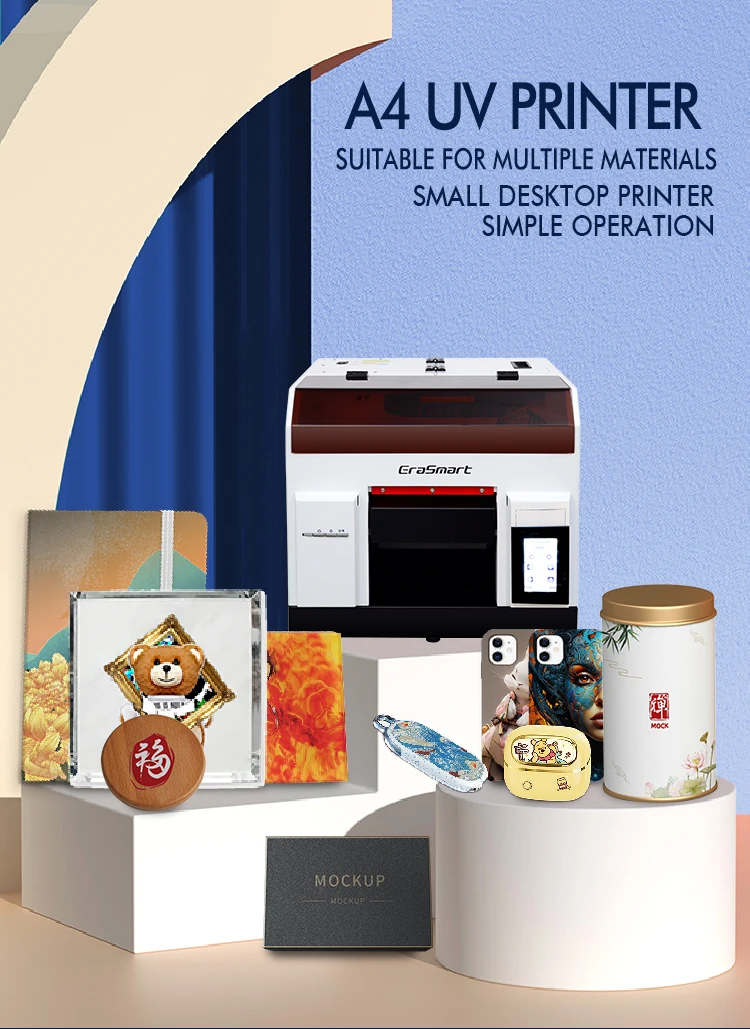 Erasmart Small Desktop Digital A4 Uv Flatbed Mobile Cover Printer Phone Case Printing Machine Uv ...