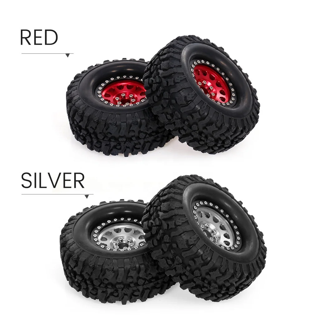 2pcs High Grip 2.2 Inch Rc Rubber Tire Alloy Beadlock Rims Wheel For ...