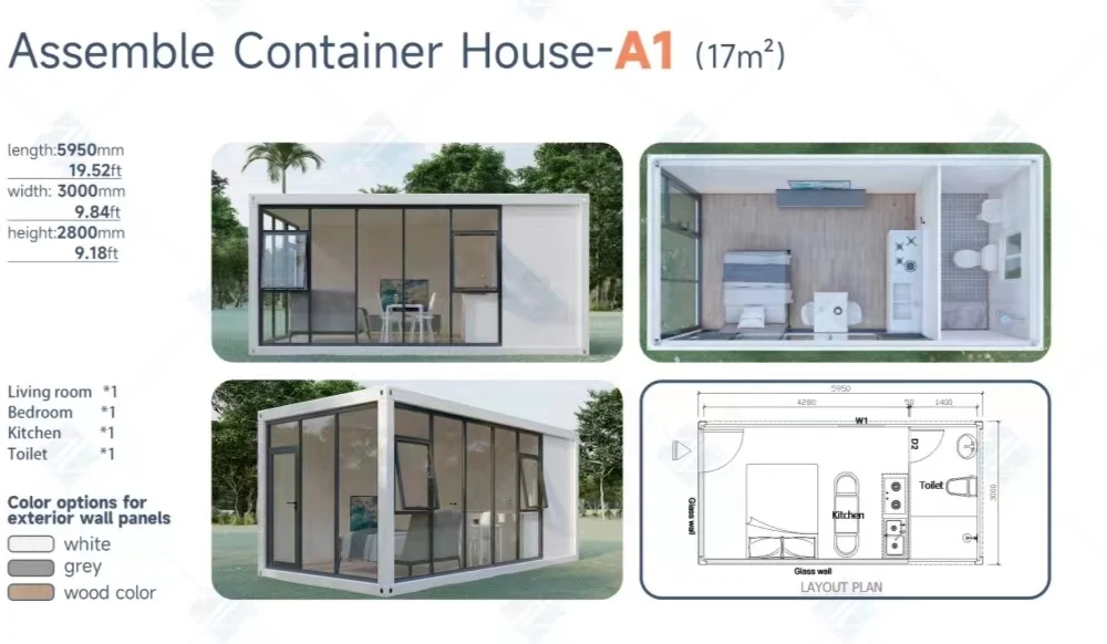 Glass Wall Container Homes Prefab Tiny Office Modular House Movable ...